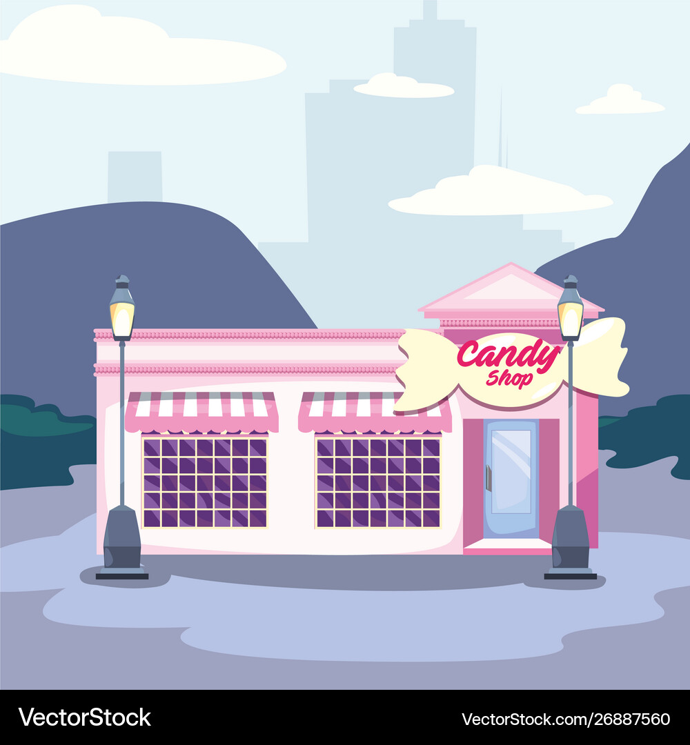 Street market commerce flat design Royalty Free Vector Image
