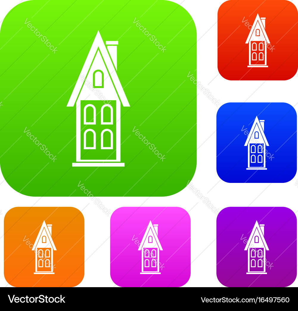 Two storey house with attic set collection Vector Image