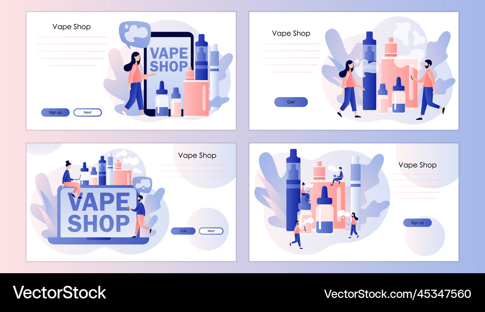 Vape shop electronic cigarette products Royalty Free Vector