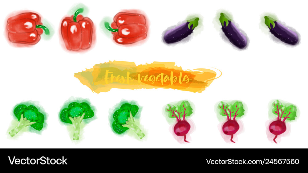 Vegetables food watercolor Royalty Free Vector Image