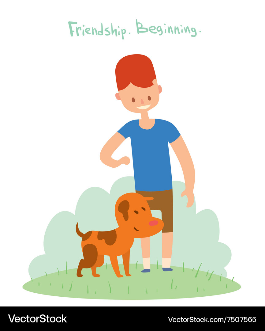 Boy and dog friends Royalty Free Vector Image - VectorStock