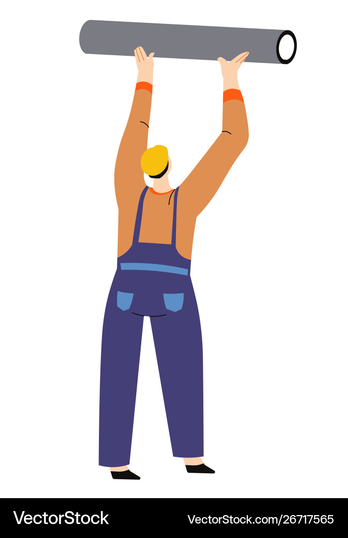 Building and installation works man in hardhat Vector Image