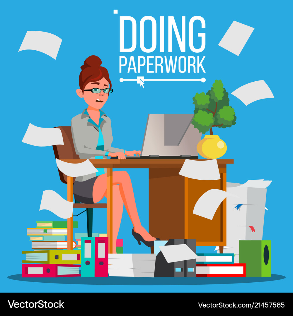 Business woman doing paperwork office Royalty Free Vector
