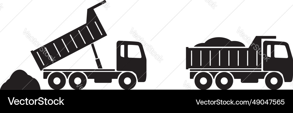 Dump truck silhouette symbols Royalty Free Vector Image