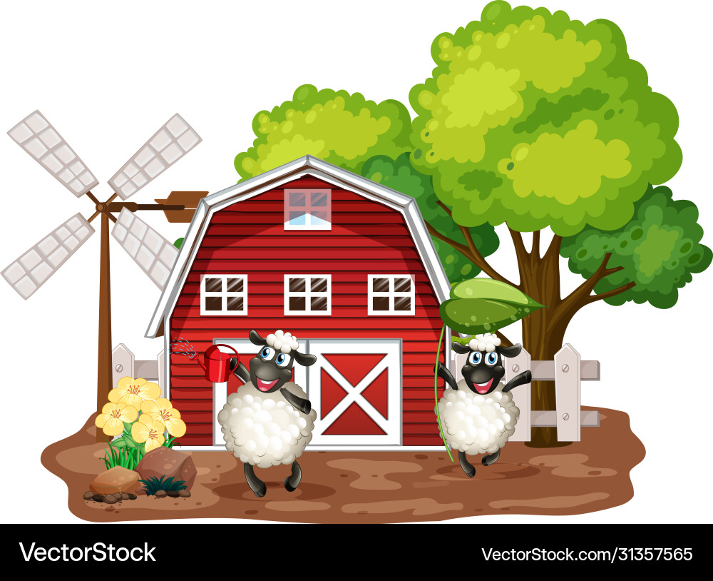 Farm theme background with farm animals Royalty Free Vector