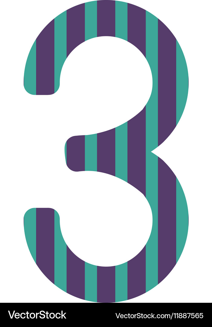Number three design with colorful striped Vector Image
