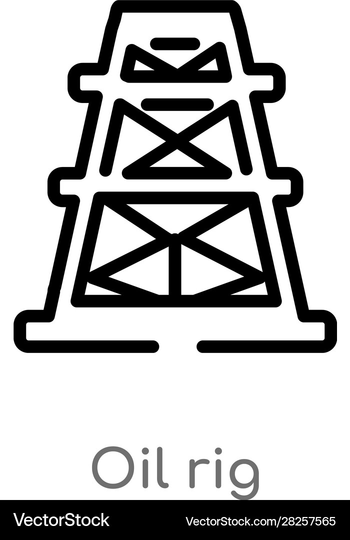 Outline oil rig icon isolated black simple line Vector Image