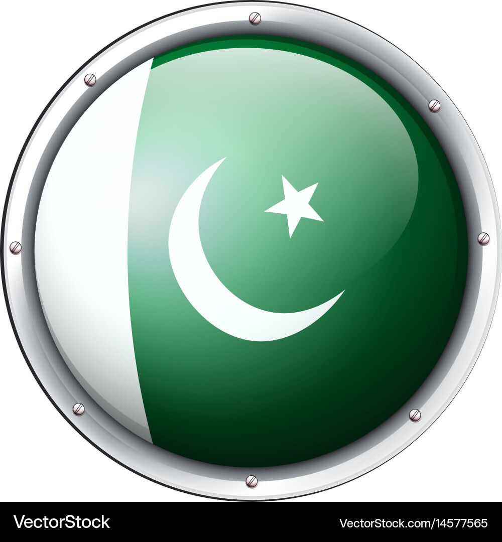 Pakistan flag on round badge Royalty Free Vector Image