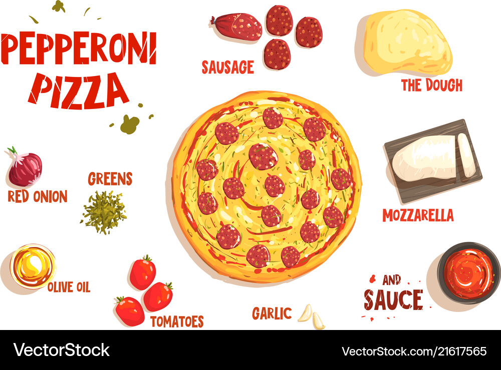 Pizza sign in form piece peperoni Royalty Free Vector Image