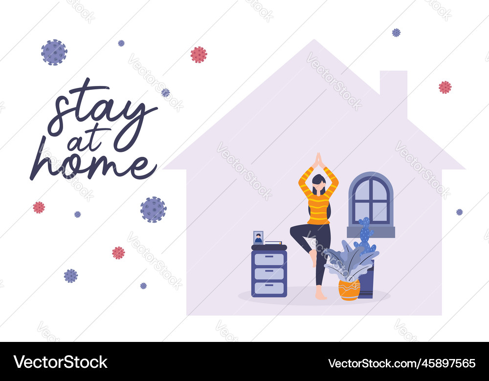 Stay at home flat banner self isolation concept Vector Image