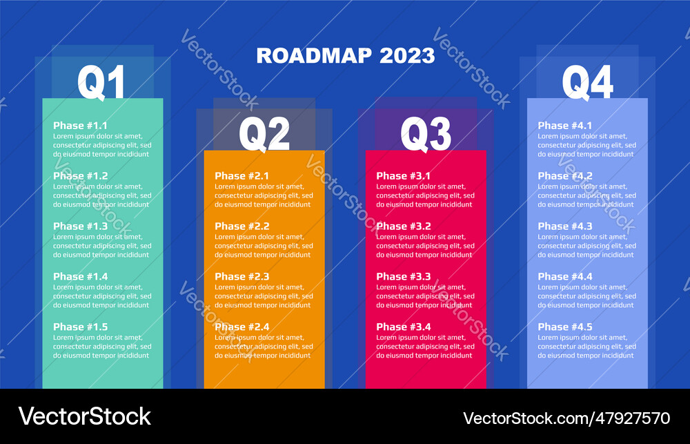Blue modular geometric roadmap with four colorful Vector Image