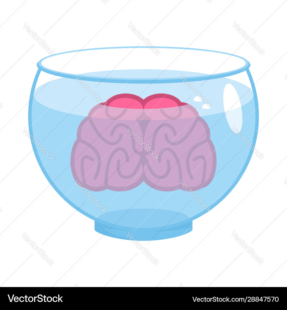 Brain in aquarium brains in water Royalty Free Vector Image