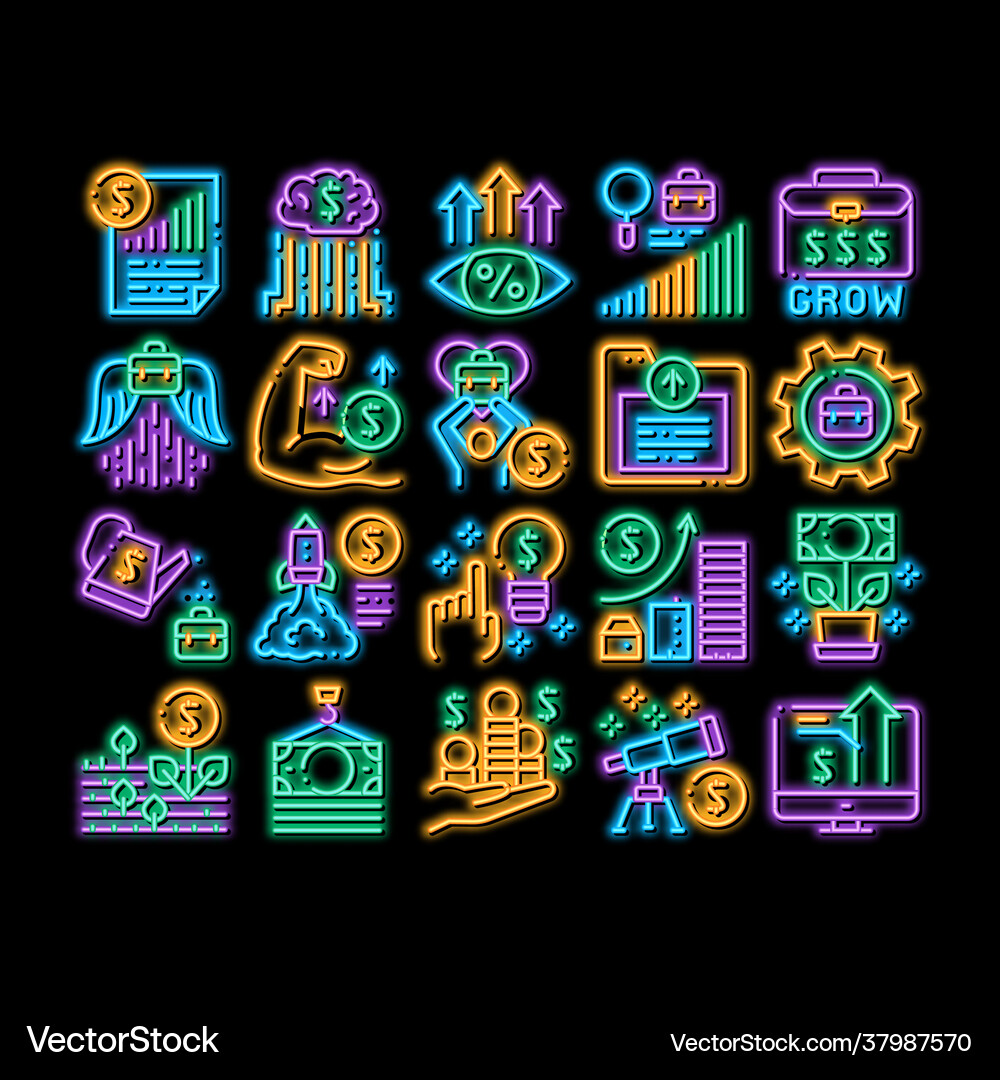 Business growth neon glow icon Royalty Free Vector Image