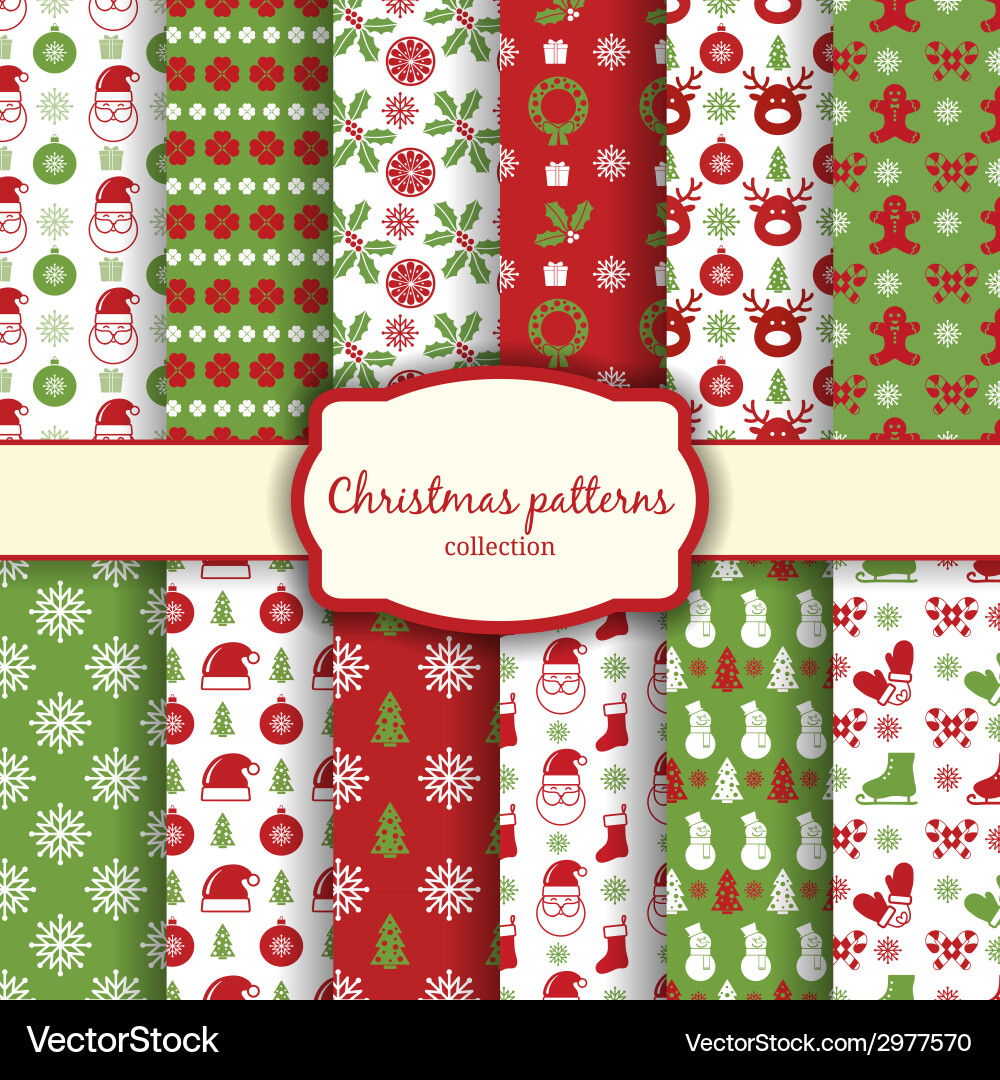 Christmas seamless patterns set Royalty Free Vector Image