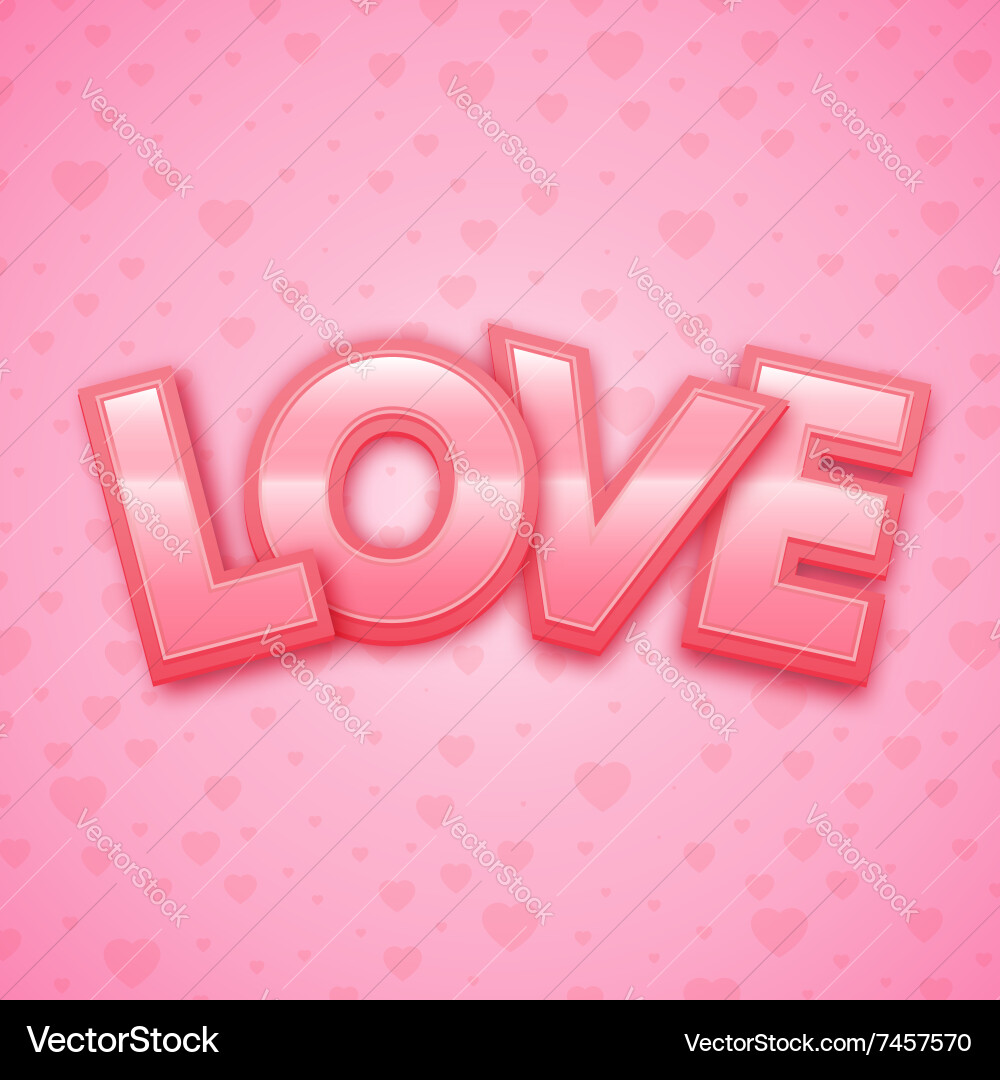 Love word on heart background Royalty Free Vector Image