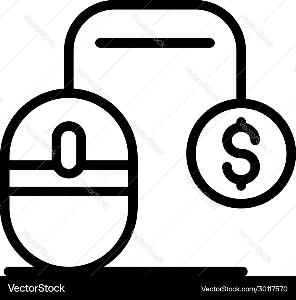 Mouse money icon outline style Royalty Free Vector Image