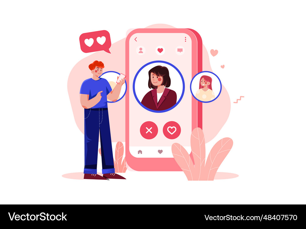 Online dating concept flat isolated on white Vector Image