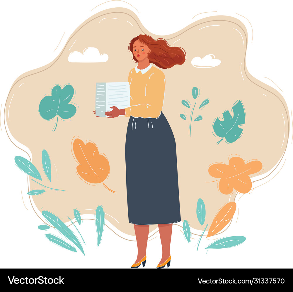 Sad woman standing with Royalty Free Vector Image