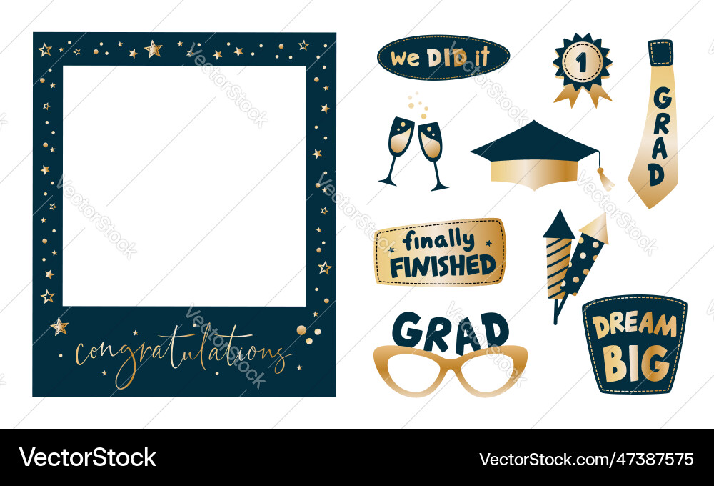Graduation party photo booth props frame Vector Image