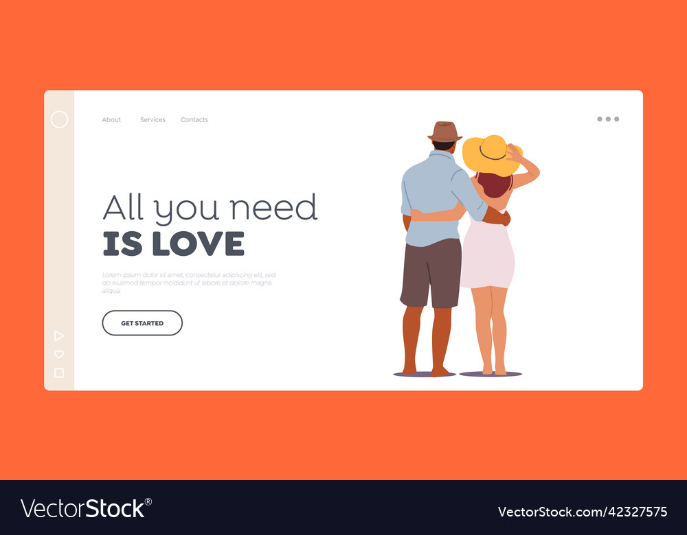 Loving Couple Romantic Dating Landing Page Vector Image
