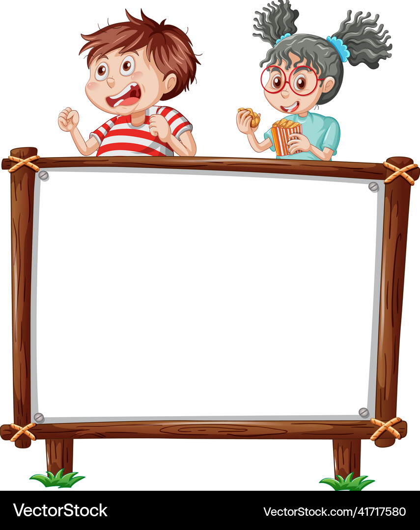 Board template with happy kids Royalty Free Vector Image