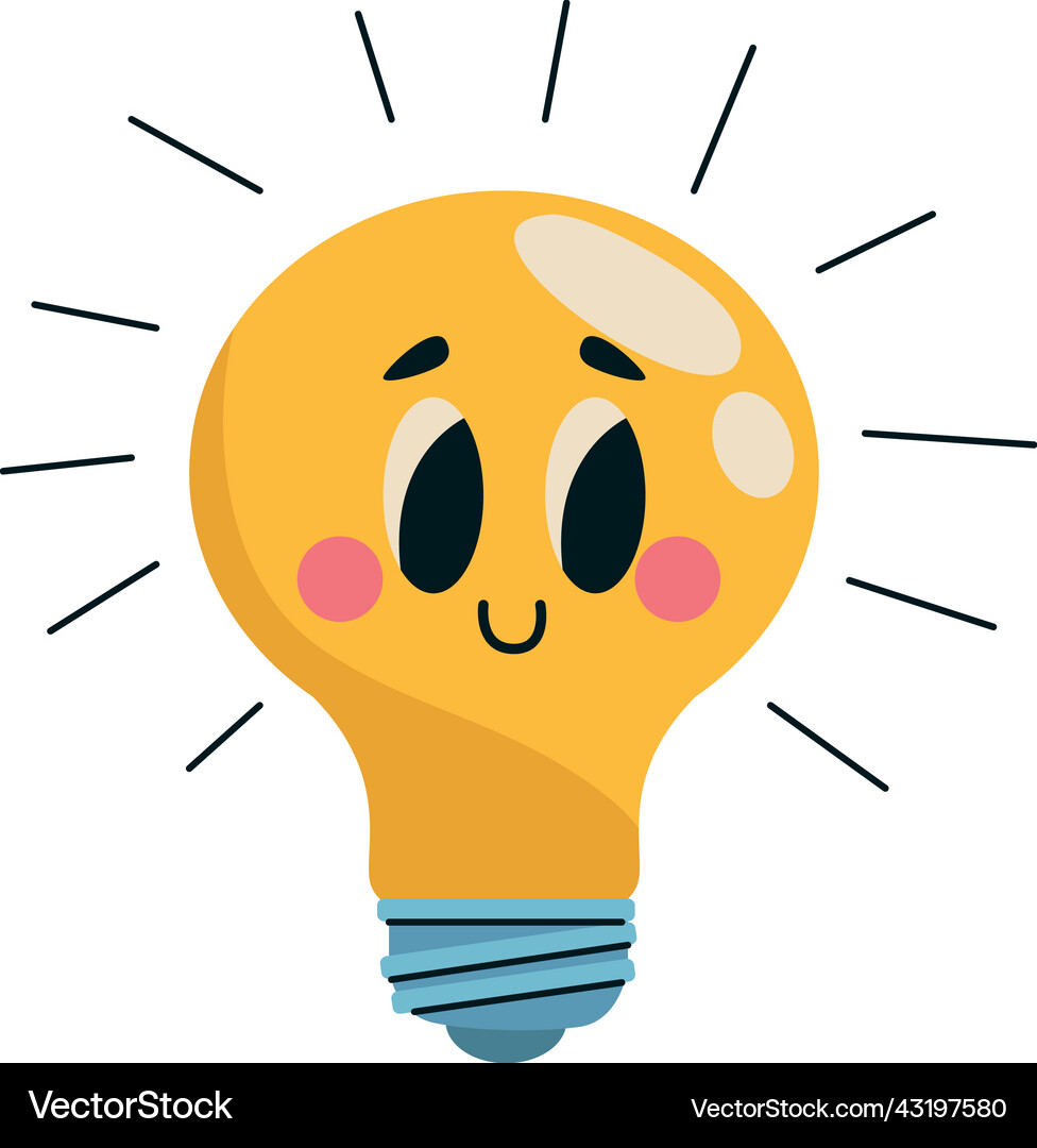 Bulb energy kawaii character Royalty Free Vector Image