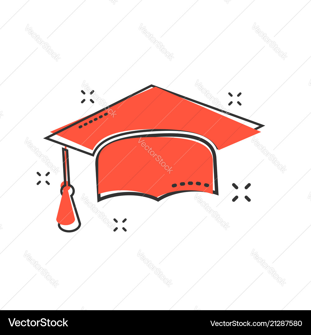 Cartoon graduation cap icon in comic style finish Vector Image