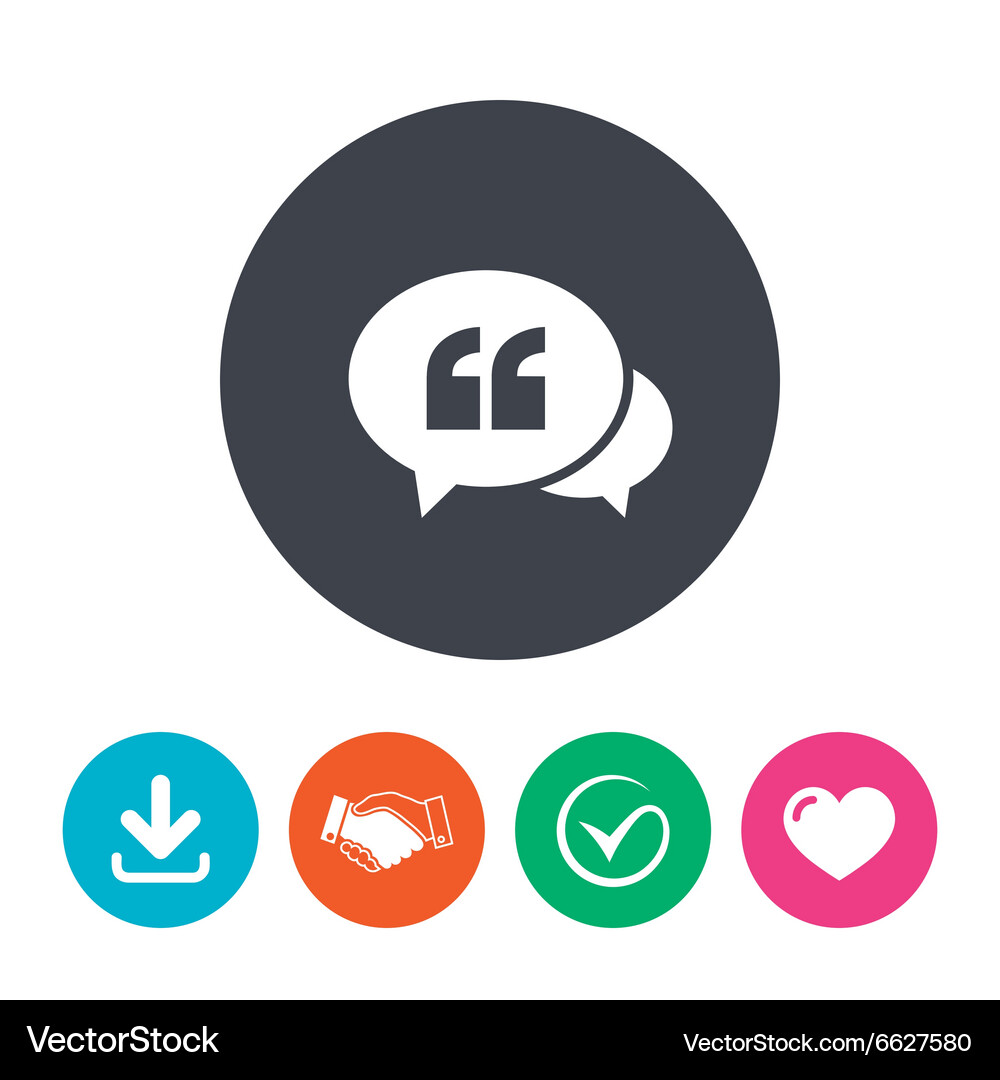 Chat quote sign icon quotation mark symbol Vector Image