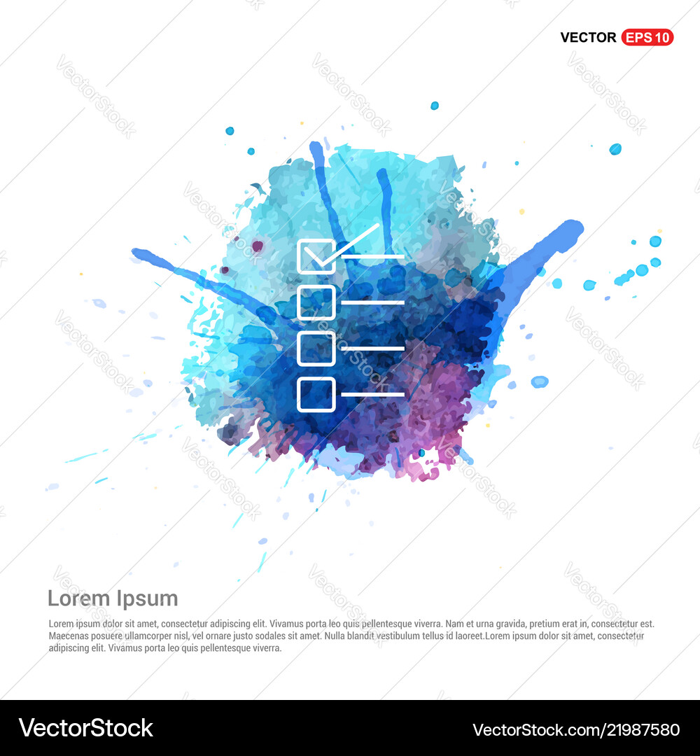 Check list ok icon - watercolor background Vector Image