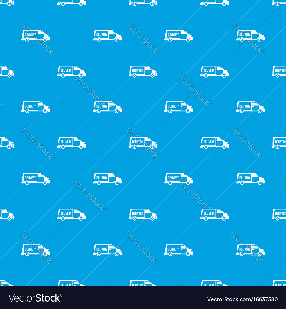 Delivery truck pattern seamless blue Royalty Free Vector