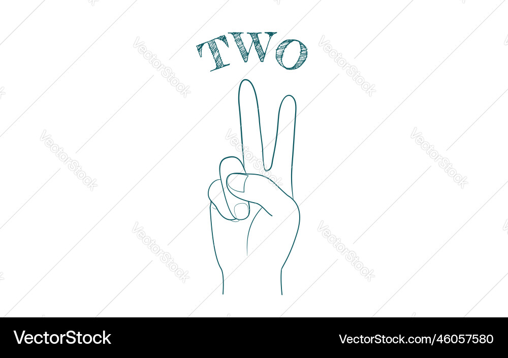 Hand sign icon number 2 finger letters Royalty Free Vector