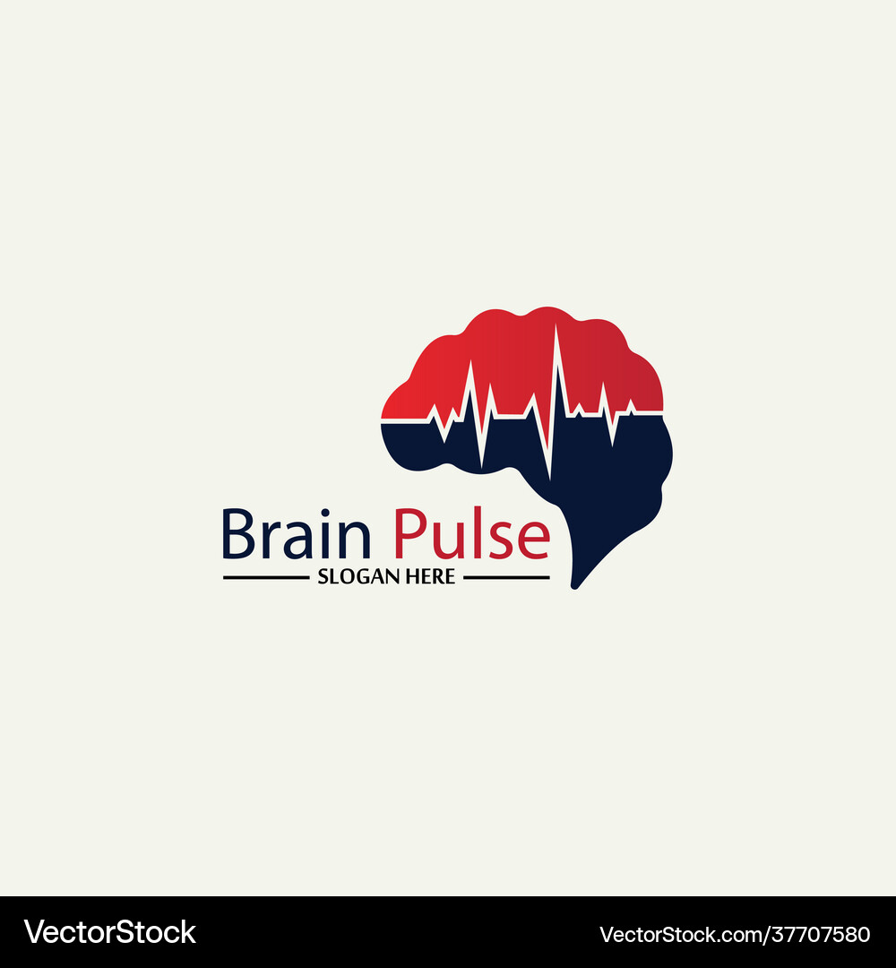 Health brain pulse logo template design emblem Vector Image