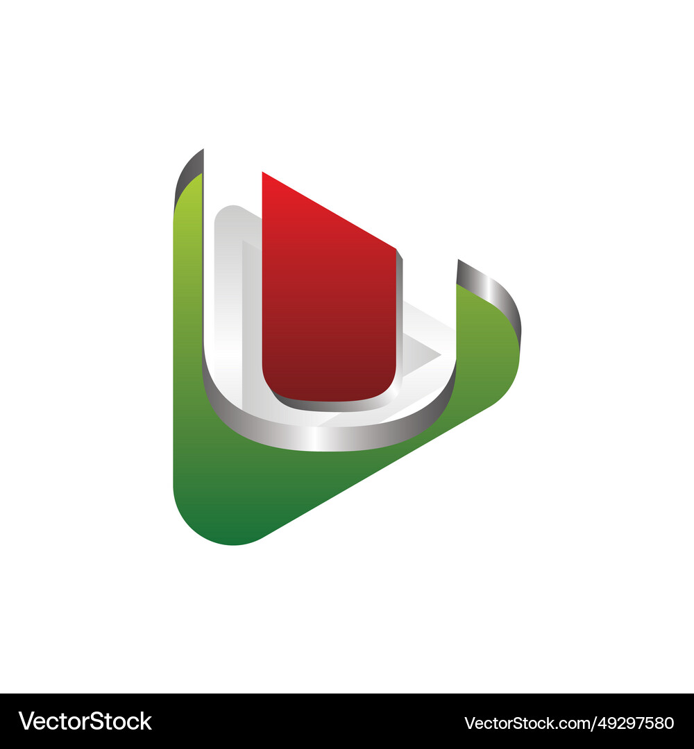 Letter u media play logo design template Vector Image