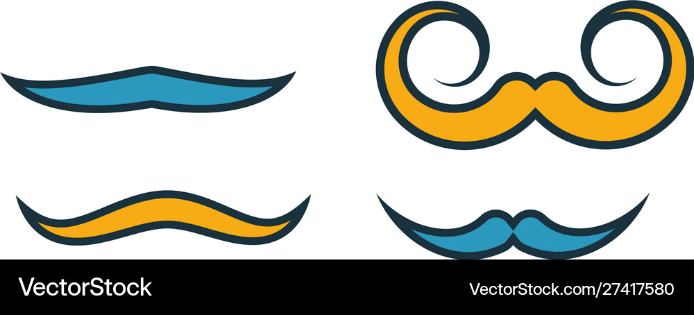 Mustache curled upwards icon outline filled Vector Image