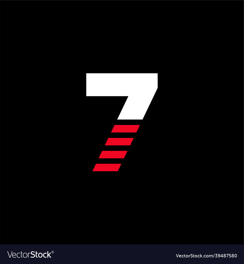 Red lines stripes geometric logo number 7 Vector Image Red lines stripes geometric logo number 7 Vector Image