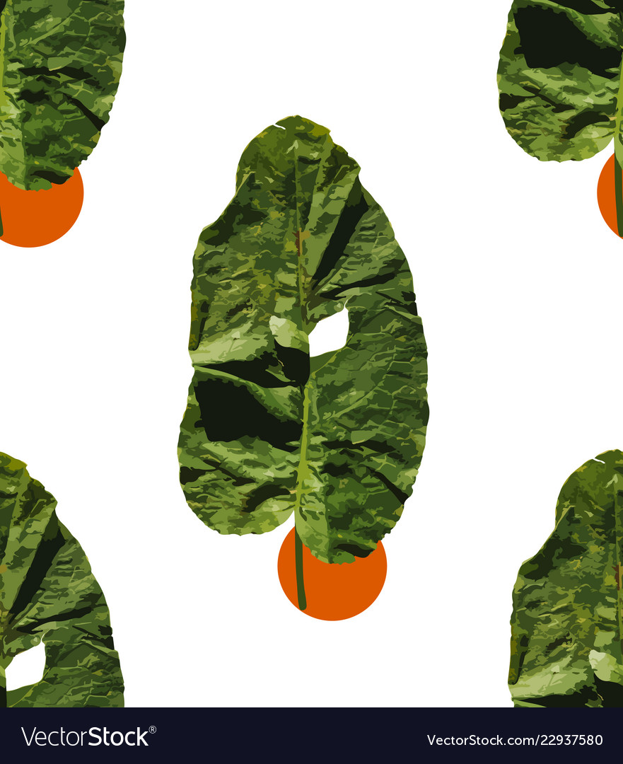 Seamless pattern leaves flat template Royalty Free Vector