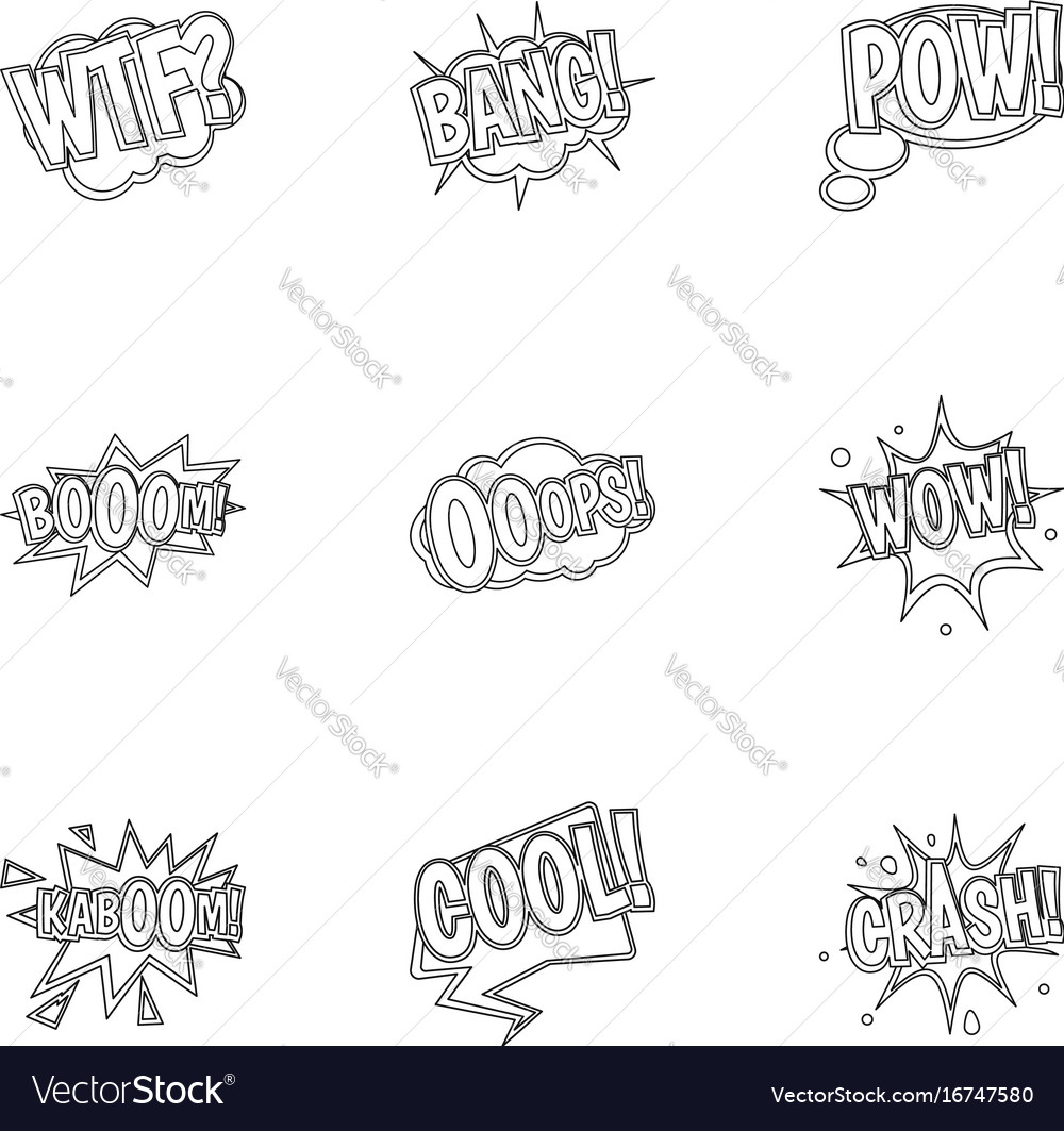 Slang in speech bubble icons set outline style Vector Image Slang in speech bubble icons set outline style Vector Image