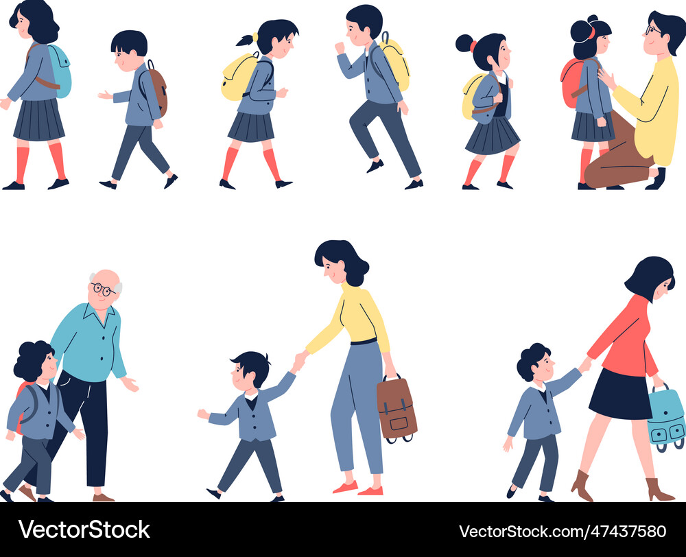 Students back to school characters little pupil Vector Image