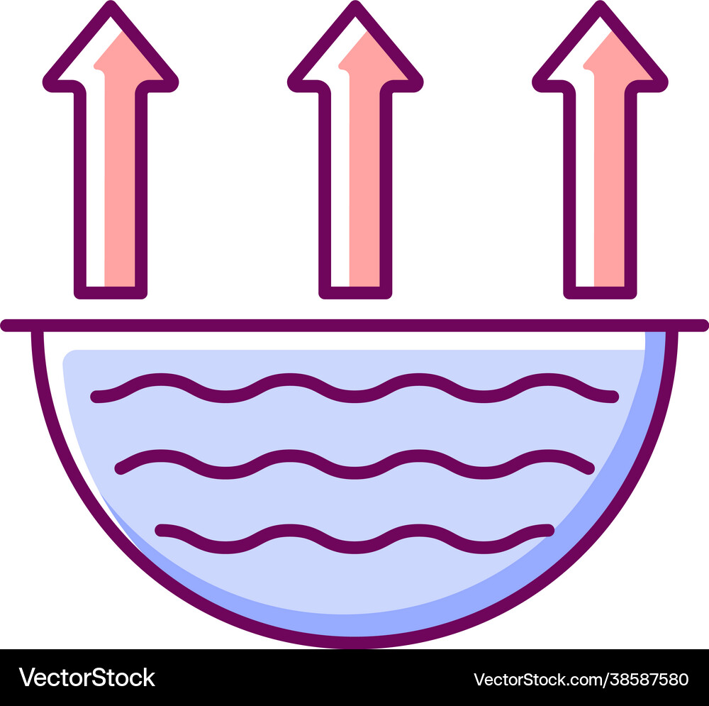 Water evaporation issue rgb color icon Royalty Free Vector