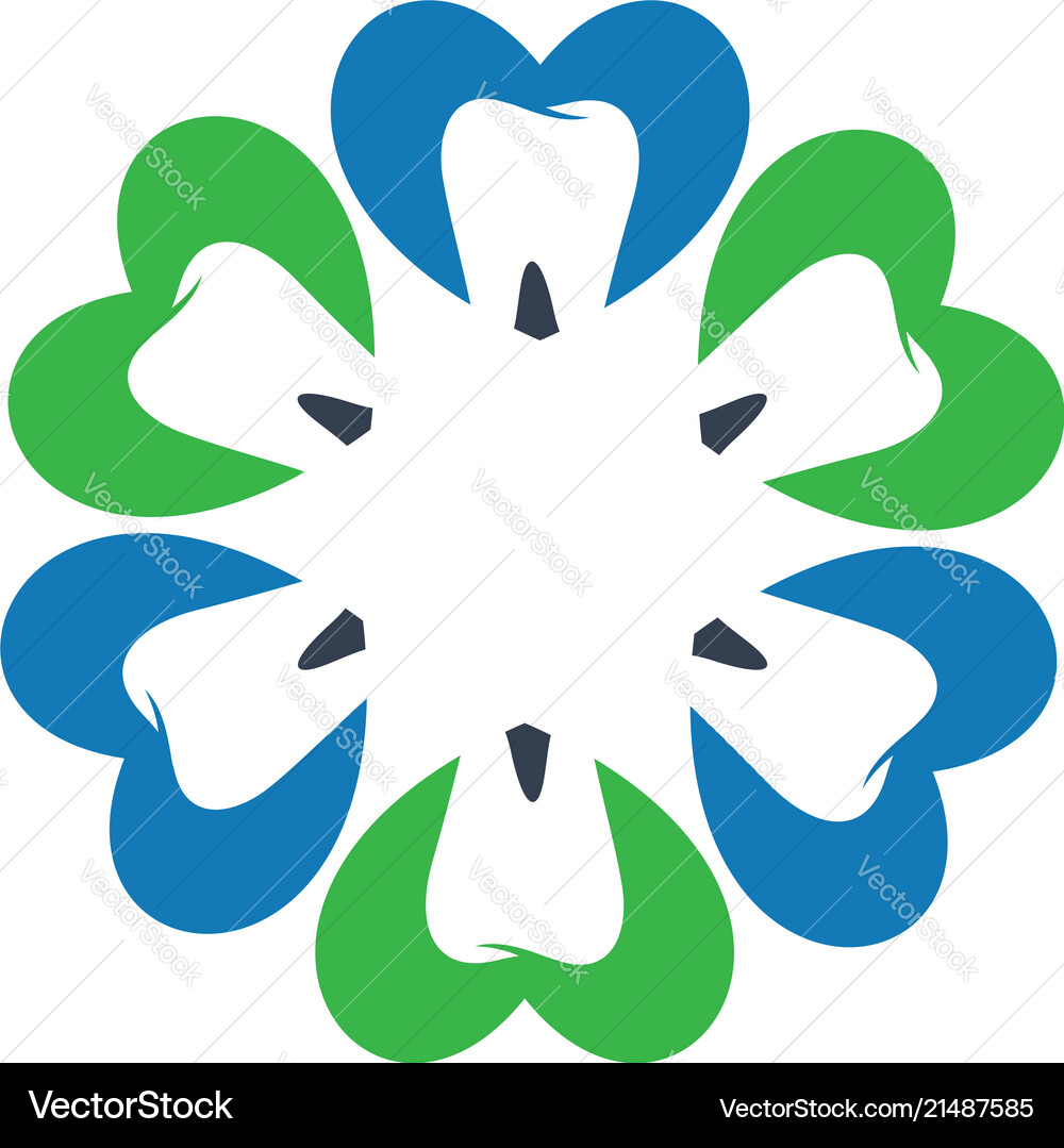 Dental logo tooth in heart icon Royalty Free Vector Image