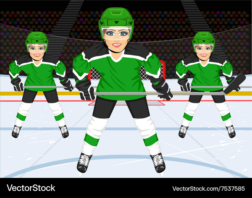 Female ice hockey team Royalty Free Vector Image