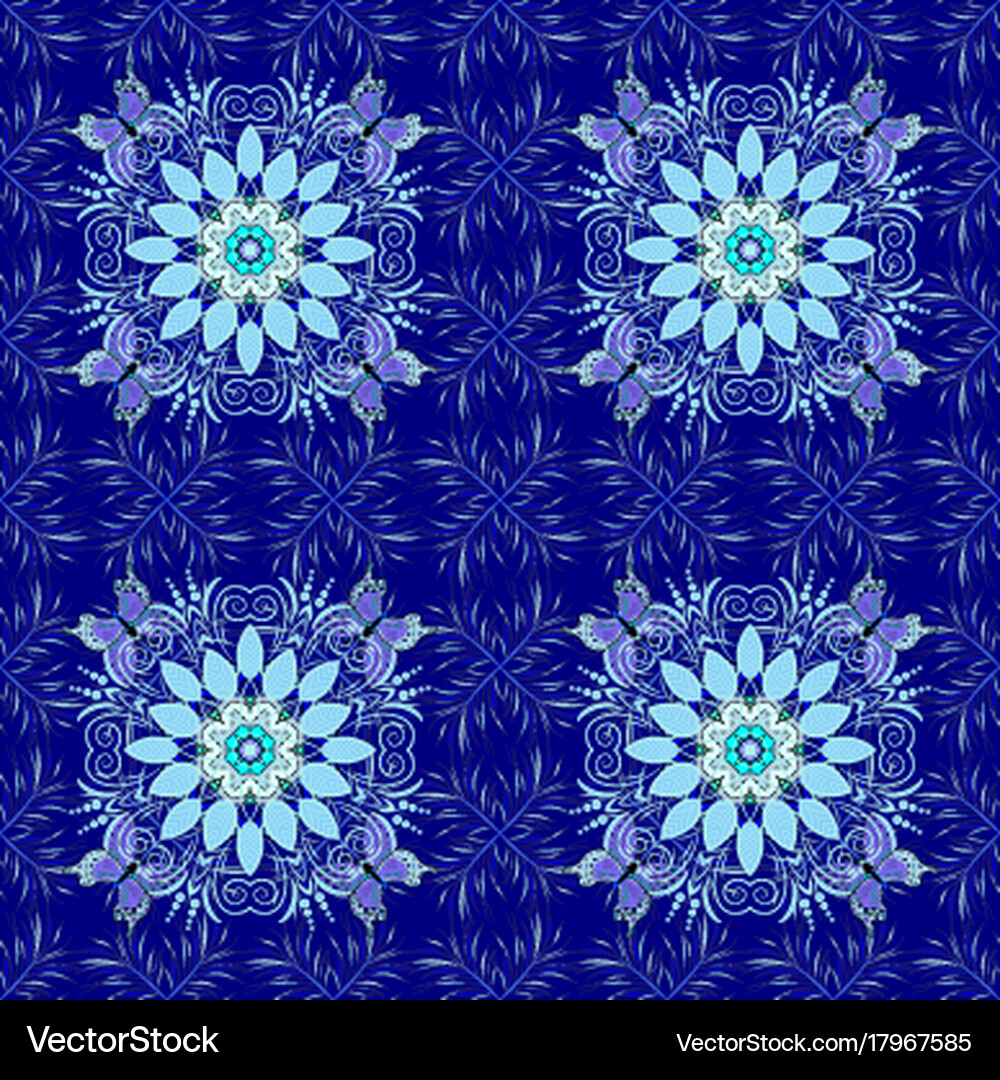 Flowers on blue neutral and violet colors flat Vector Image