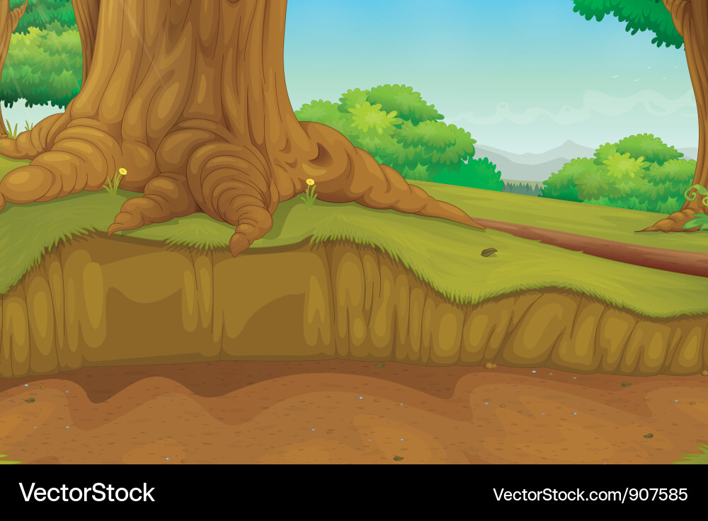 Forest scene at ground level Royalty Free Vector Image
