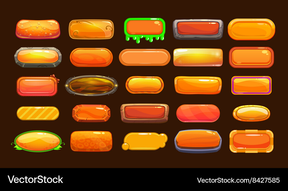 Funny cartoon orange long horizontal buttons Vector Image