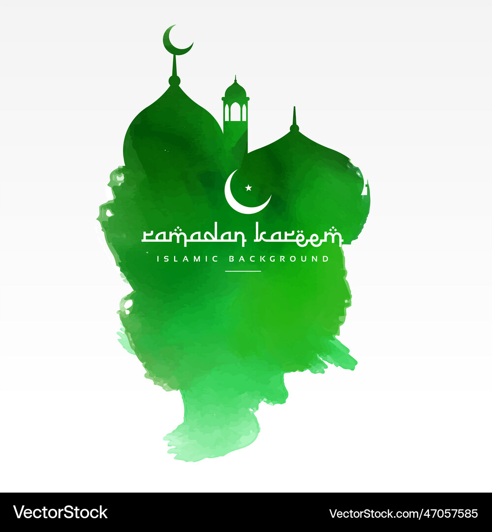 Green mosque design made with watercolor Vector Image
