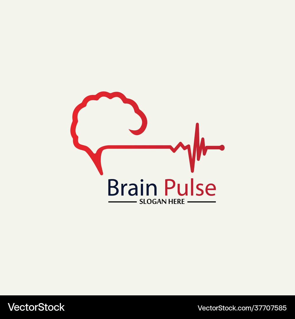 Health brain pulse logo template design emblem Vector Image