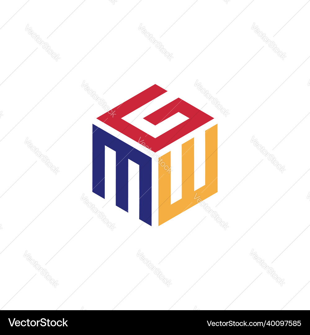 Initials of the letter gmw hexagon shape Vector Image