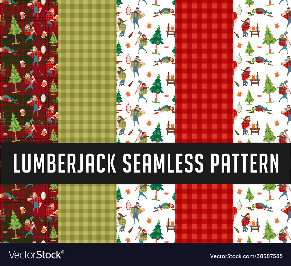Lumberjack seamless pattern with Royalty Free Vector Image