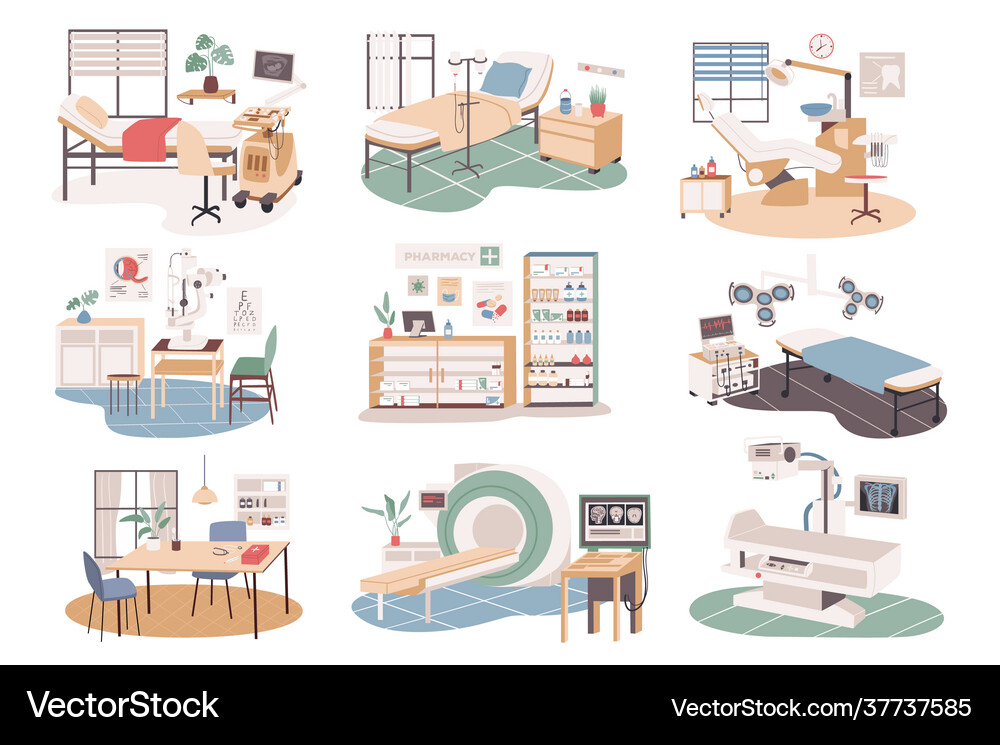 Medical center isolated scenes set Royalty Free Vector Image