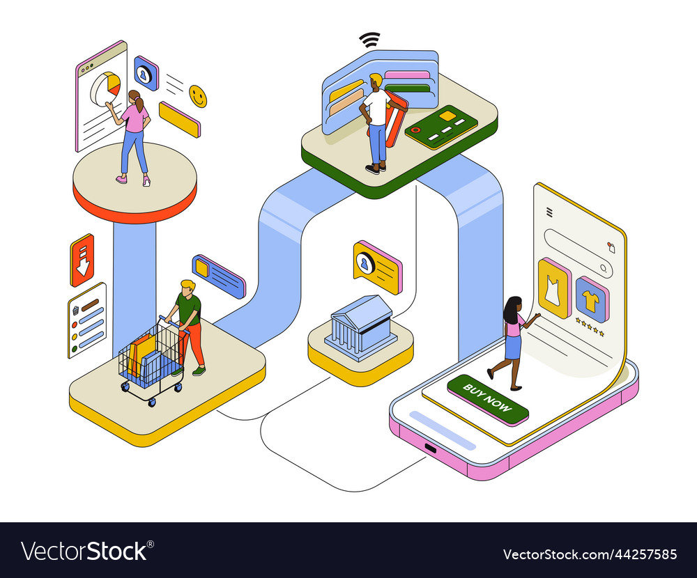 Modern isometric design - online shopping Vector Image Modern isometric design - online shopping Vector Image